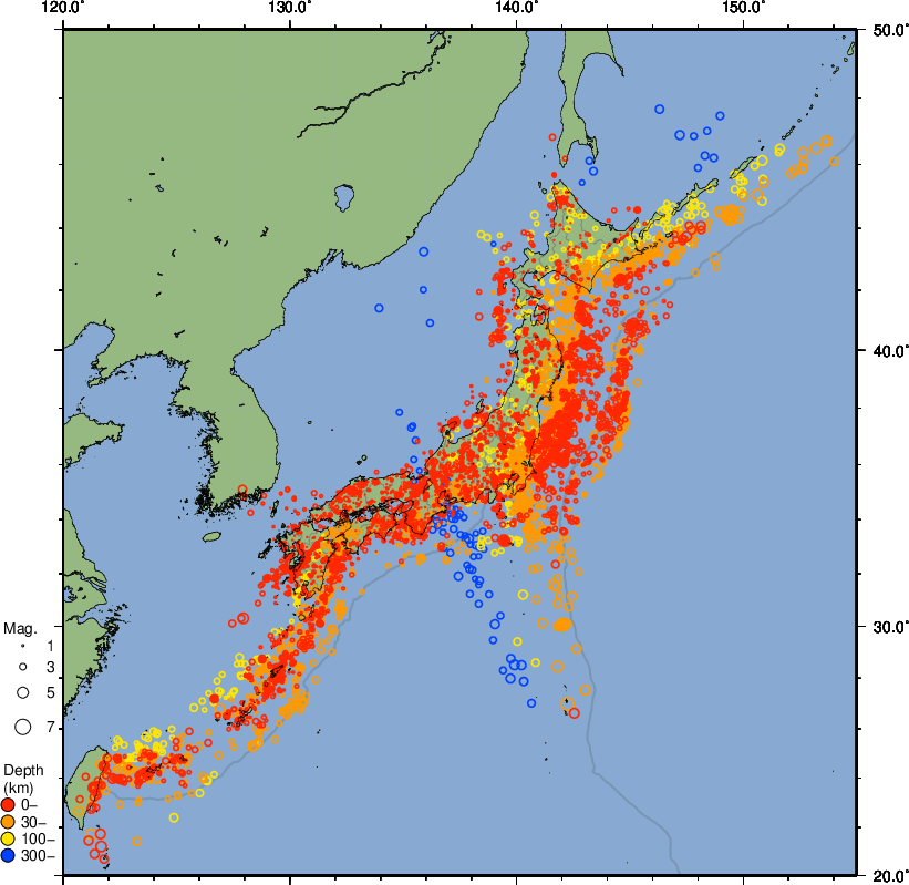Japan Meteorological Agency | Epicenter Distribution